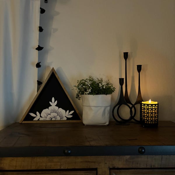 Flower Triangle Wood Sign - Etsy