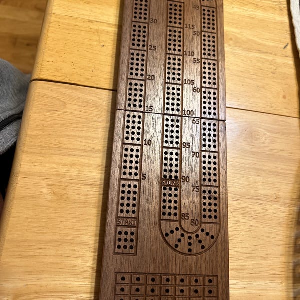 Large Hardwood Cribbage Board With Metal Pegs & Deck of Cards ...