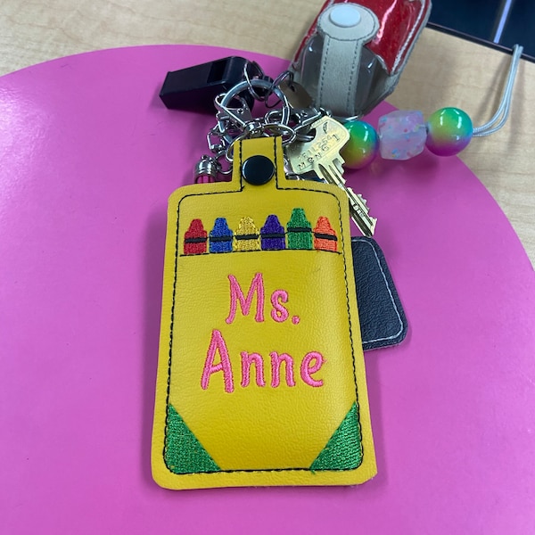 Personalized Crayon ID Badge Holder - Pencil Employee ID Holder ...