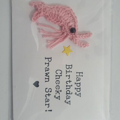 Handmade Prawn Crochet Birthday Card Friend Birthday Card - Etsy