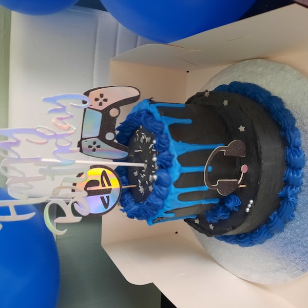 Gaming PS5 Themed Cake Topper Set Controller, Headset, Logo - All ...