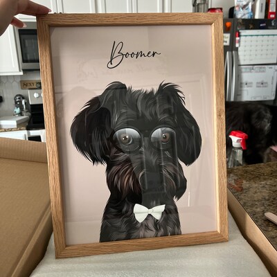 Custom Pet Portrait Framed Dog Portrait Digital Dog Art Pet Commission ...