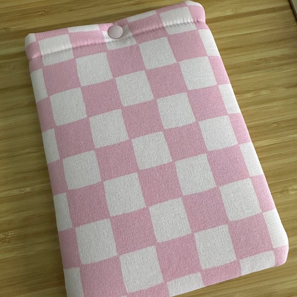 Pink Checkered Kindle Sleeve With Snap: Fabric E-reader Case, Coquette ...