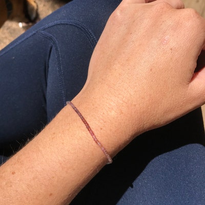 Ultra Delicate Spinel Stretch Bracelet With Clear Quartz, Multi Colored ...