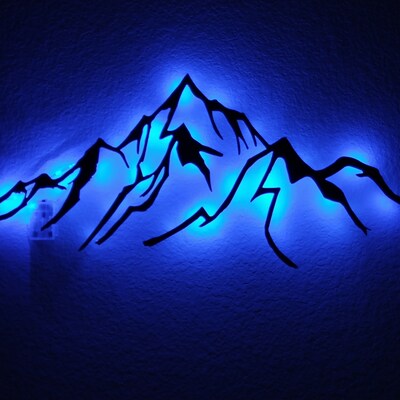Mountain LED Metal Art Sign / Light up Mountain Metal Sign / Multi ...