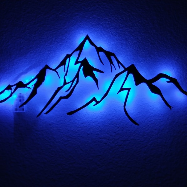 Mountain LED Metal Art Sign / Light up Mountain Metal Sign / Multi ...