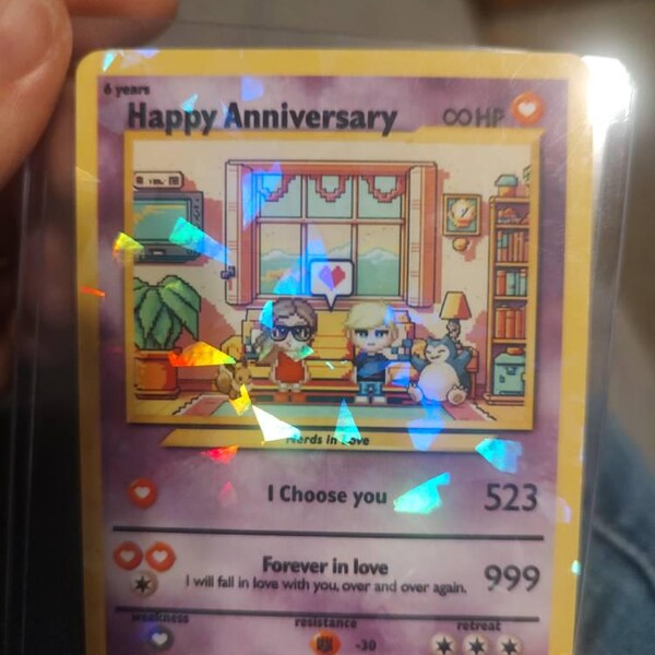Pokemon Anniversary Card, Custom Pokemon Card, Boyfriend Gift ...