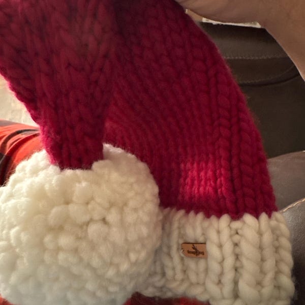 Super Chunky Hand Knit Red Beanie With Optional Pom, Thick Pom-pom Hat, Watch Cap, Custom Size ...