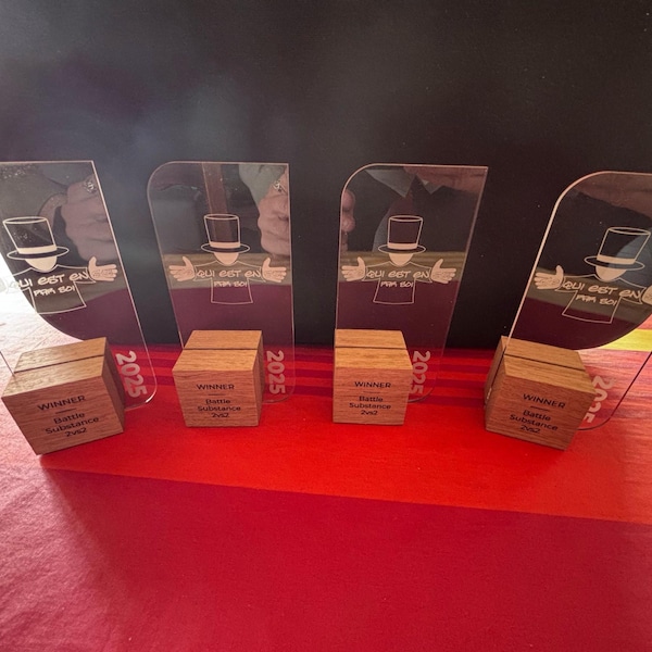 LEAF Personalised Wooden Acrylic Trophy Award Personalized Bespoke ...