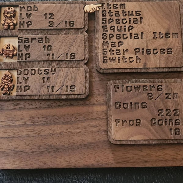 Custom Wooden Super Mario RPG Menu Screen With Characters You Can Pick ...