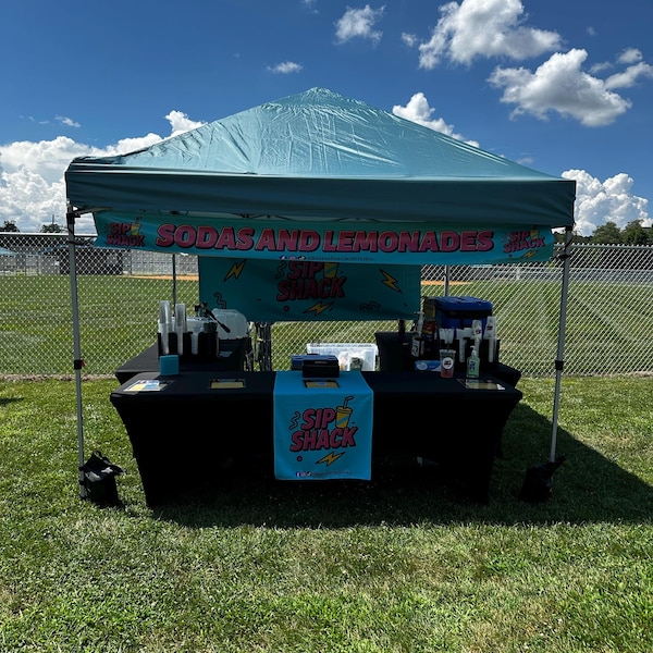 Custom 10x10 Tent Craft Show Package, Front 1x9 Banner, Back 3x8 Sign ...