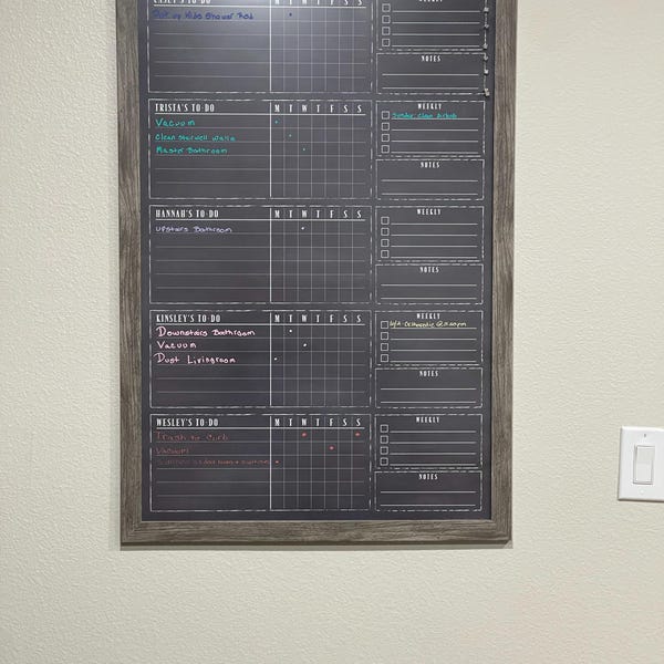 5 Kid Dry Erase Chore Chart for Wall in Mudroom or Kitchen ...
