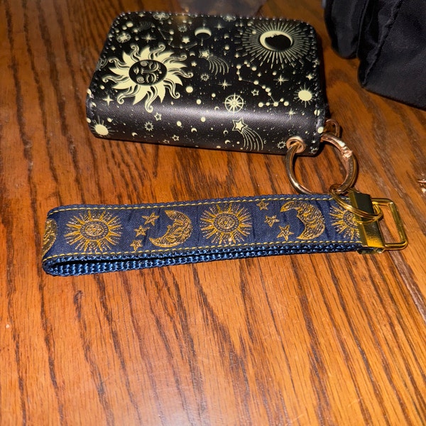 Sun and Moon Key Fob, With Brass Plated Hardware - Etsy