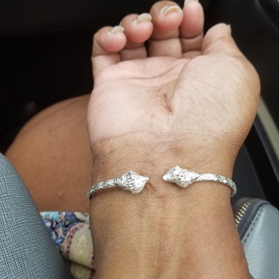 West Indian Bangle Conch Shell With Diamante Pattern Handmade .925 ...