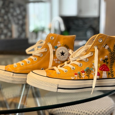 Embroidered Converse/mushroom Converse/embroidered Red Mushrooms,sweet ...