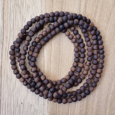 Hand-knotted 108-bead Sacred Tulsi Wood Hand-carved Rough Beads, Japa ...