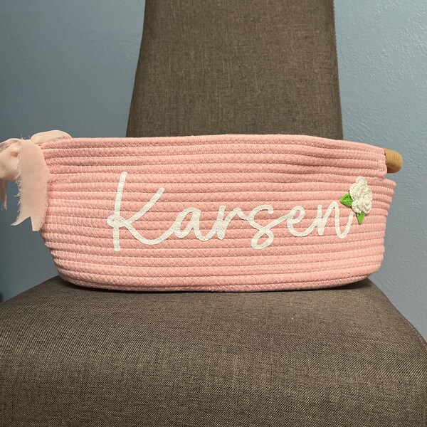 Pretty Pink Baby Gift Baskets Personalized Gift Basket Nursery Diaper ...