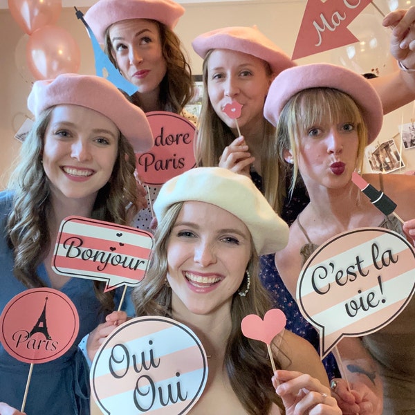Paris Photo Booth Printable Props - Paris Themed Party - Paris Bridal ...