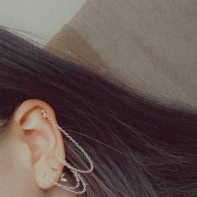 Sterling Silver Single & Double Chain Triple Piercing Earring - Etsy