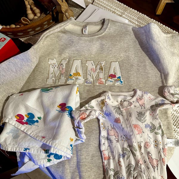 MAMA Keepsake Sweatshirt Made From Baby Clothes, Mom Embroidered ...