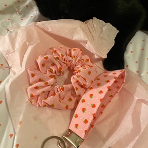 Strawberry Wristlet Key Fob and Scrunchie Set - Etsy