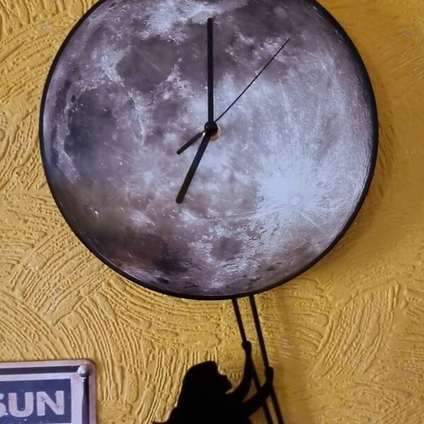 Girl Swinging on the Moon - Wall Clock With Pendulum - Wall Clock ...