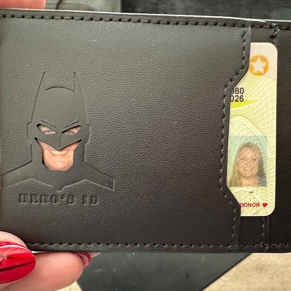 Bat ID Wallet - Leather Wallet With Super Hero Mask - Wallet for Him ...