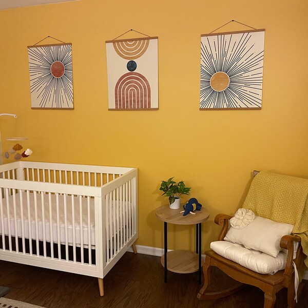 Mid Century Modern Geometric Sun Print Set of 3 Prints, Digital ...