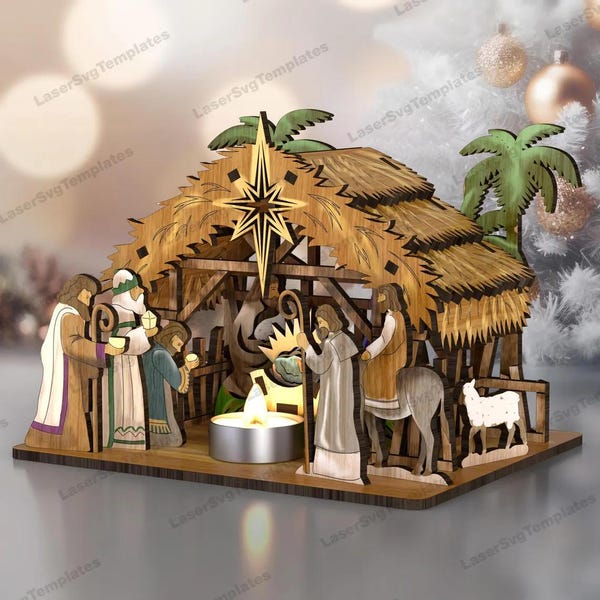 Nativity Scene Miniatures Laser Cut Svg File Glowforge Nativity ...