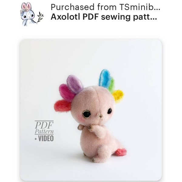 Axolotl PDF Sewing Pattern Video Tutorial DIY Stuffed Toy Pattern DIY ...