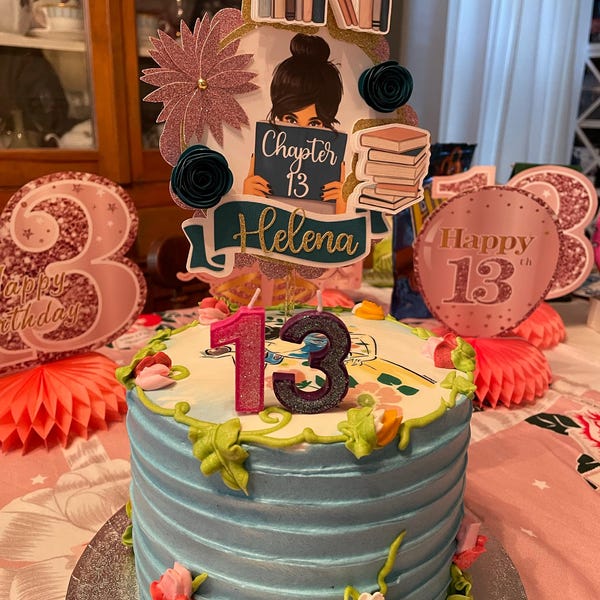Book Lover Cake Topper Literary Birthday Book Cake Topper 18th Birthday ...