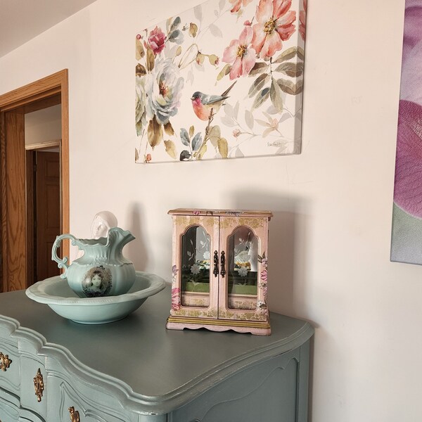 Old Handpainted Barnwood Window, Wall Art Decor, Vintage Floral Shabby ...