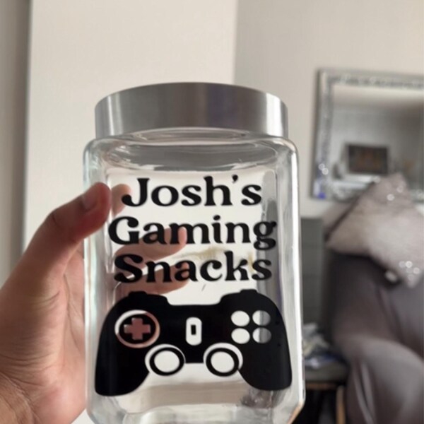 Personalised Gaming Snacks Jar Sticker - Vinyl Decal - Label- Gamer ...