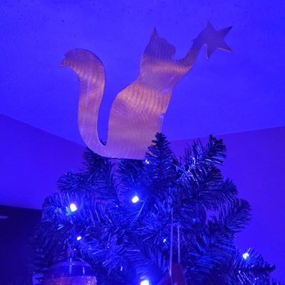 Kitty Kitty, Cat Christmas Tree Topper, Holiday Decoration, Aluminum ...