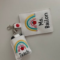 Personalized Boho Rainbow Pencil Badge Holder, Teacher ID Badge Holder ...