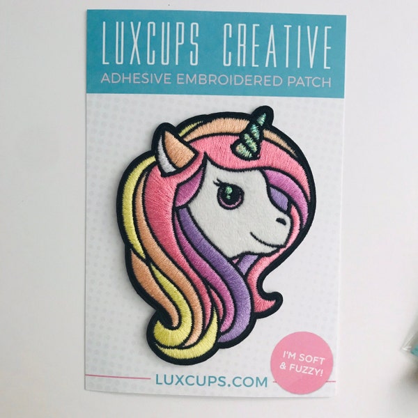 Fuzzy Rainbow Unicorn Patch Sticker - Adhesive Patch Unicorn Applique Patch Embroidered Unicorn ...