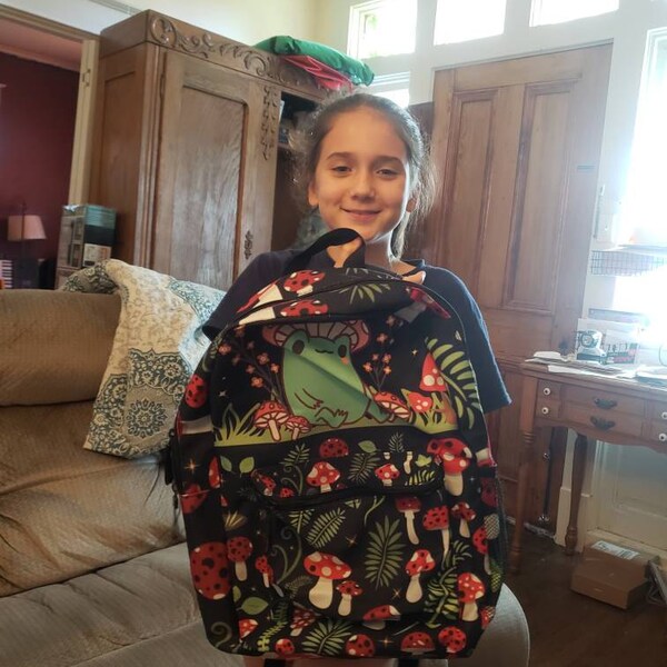 Cottagecore Backpack, Frog Backpack, Mushroom Frog,kawaii Frog ...