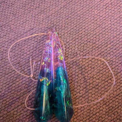 Metallic Blue Tipped Black Resin Cast Dragon Horns Monster Horns, Demon ...