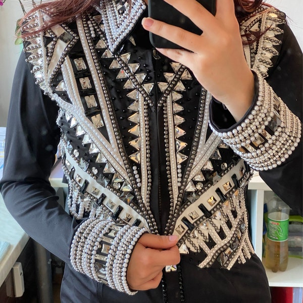 Western Women Show Bolero Black Base Show Bolero With Black Clear ...