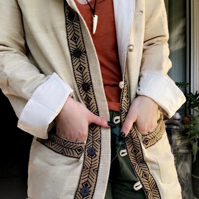 Tribal Jacket, Unisex Jacket, Khadi Cotton Jacket, Embroidered Jacket ...