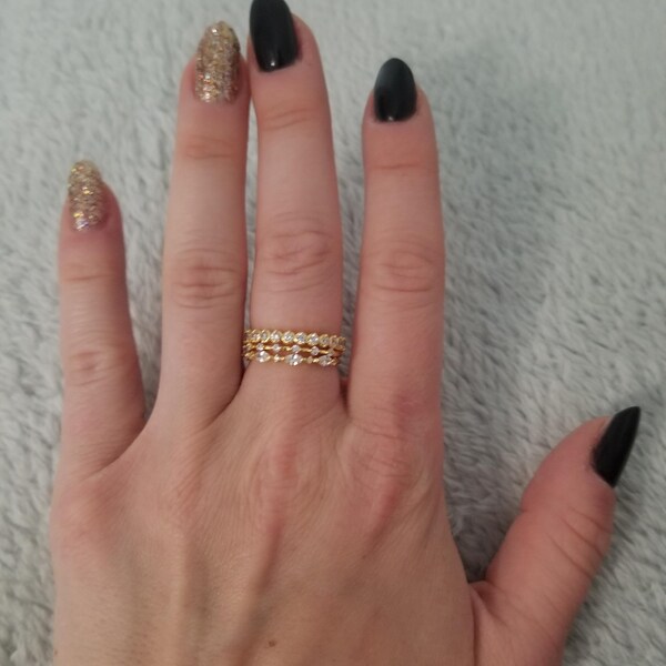 Diamond Stacking Ring Set by Caitlyn Minimalist Set of 3 Dainty ...