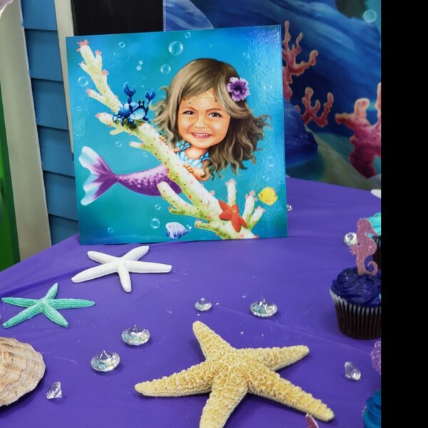 Custom Mermaid Portrait / Ariel Portrait Mermaid Party Ideas / Mermaid ...