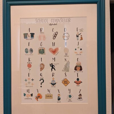 School Counselor Alphabet Print Counseling Gift ABC Office Wall Decor ...