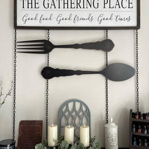 Fork Spoon Dining Room Sign Farmhouse Sign Decor Farmhouse Style Giant ...