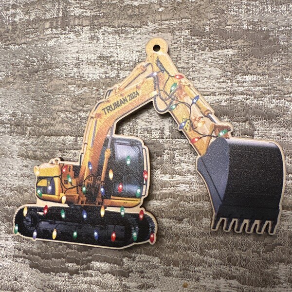 Custom Name Excavator Led Light V1 Christmas Ornament Vehicle ...
