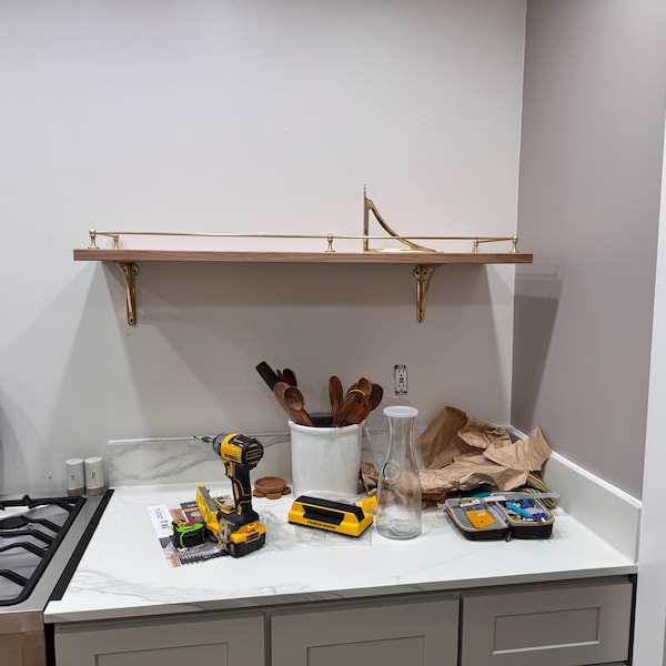 Brushed Satin Brass Gallery Rail | Kitchen Fiddle Tipping Shelf Rail ...
