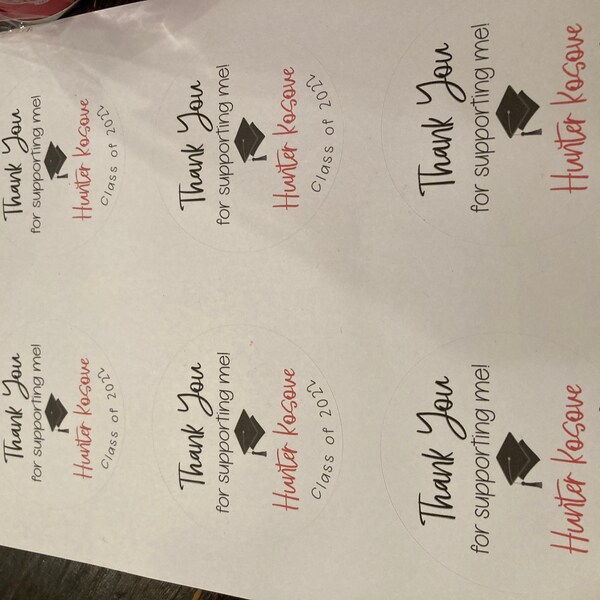 Thank You Graduation Stickers, Class of 2024, Cookie Stickers, Favor ...