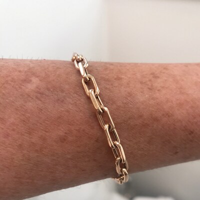 14k Gold Large Open Link Chain Bracelet - Etsy