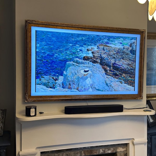 32, 43, 50, 55 Inch Ornate Frame for Samsung the Frame TV, Marble Gold ...