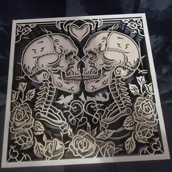 Skull Love Multilayer SVG. Laser Cuting File. 3D Layer. Plywood Cut ...